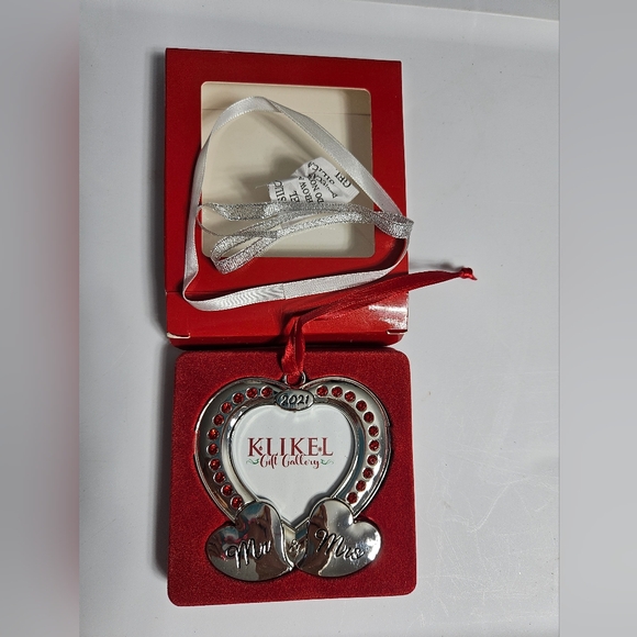 Holiday | Klikel Christmas Photo Metal Silver Ornament Heart Photo Wth ...